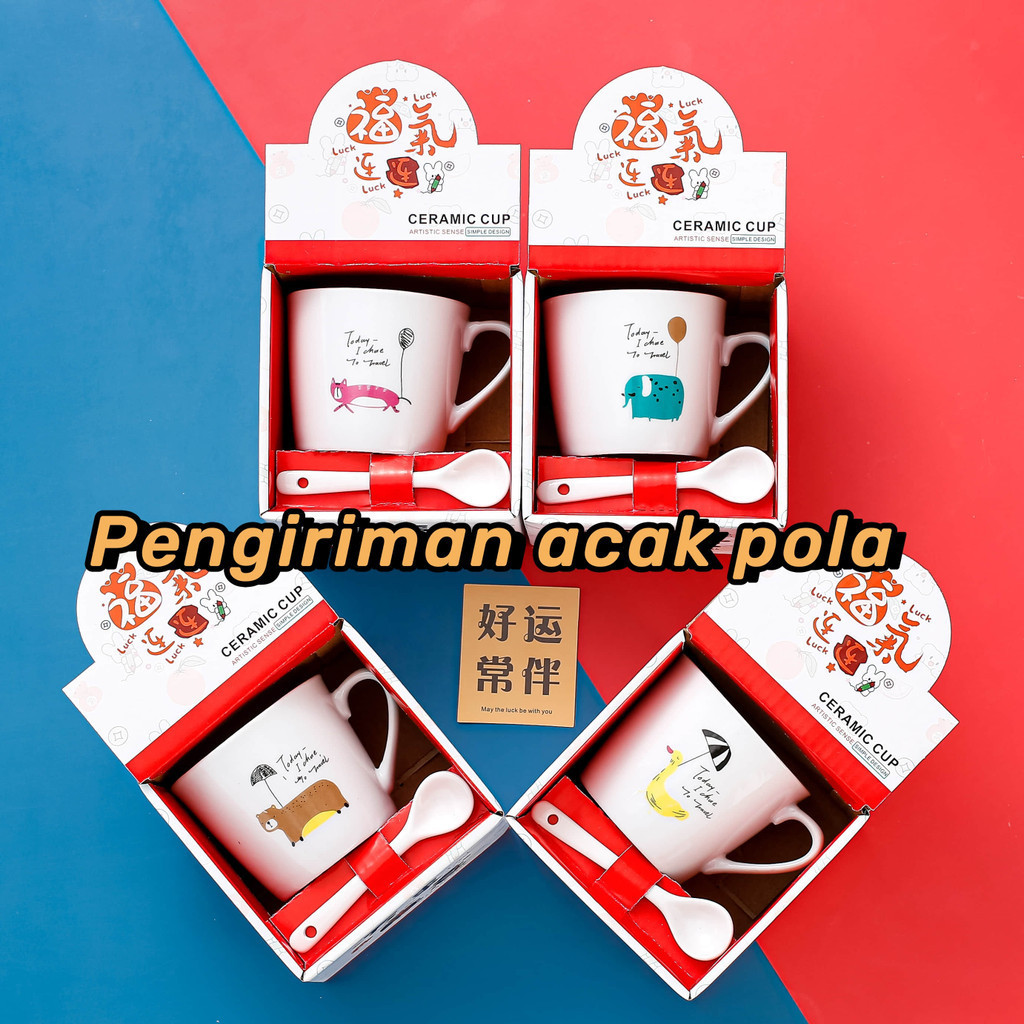 Jual [COD]Mug Gagang Karakter Free Sendok / Set Cangkir Karakter Free ...