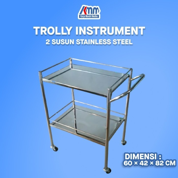 Jual MEJA TROLLEY INSTRUMEN 2 RAK ( STAINLESS ) TROLLEY MEDIS RUMAH ...