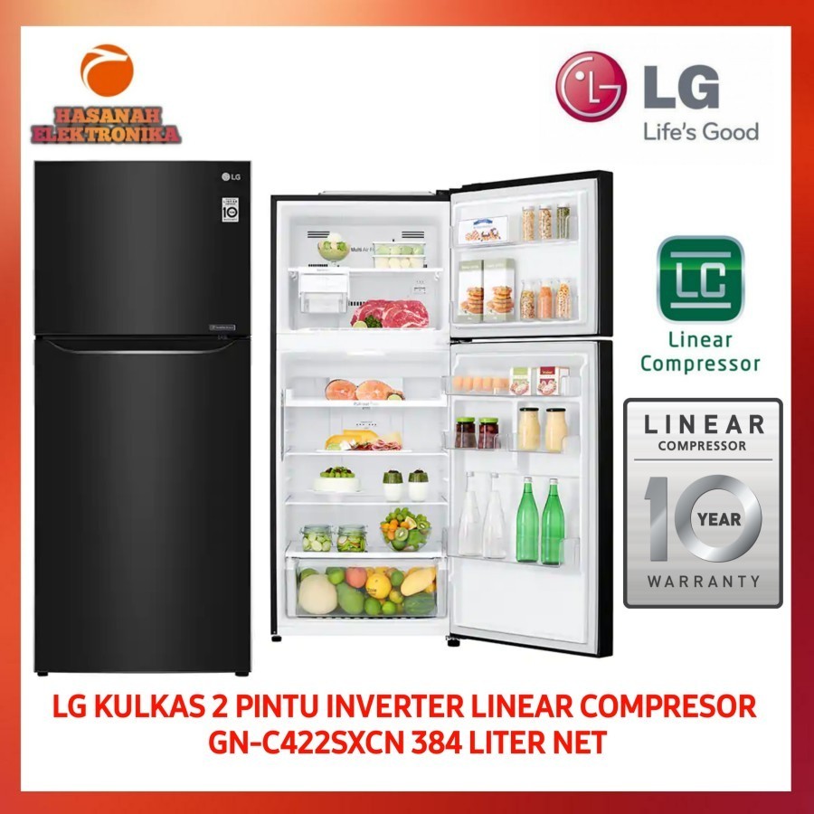 Jual LG KULKAS 2 PINTU GN-C422SXCN 384 LITER INVERTER LINEAR COMPRESSOR ...