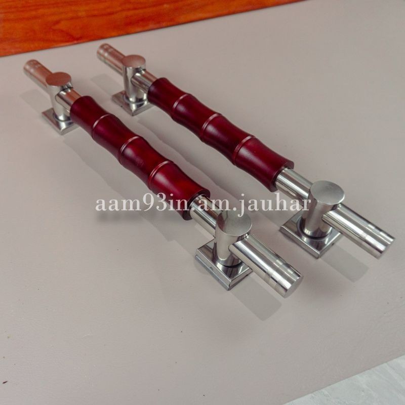 Jual Handle pintu rumah bambu kayu gelap stainles 45 cm mahoni maron ...
