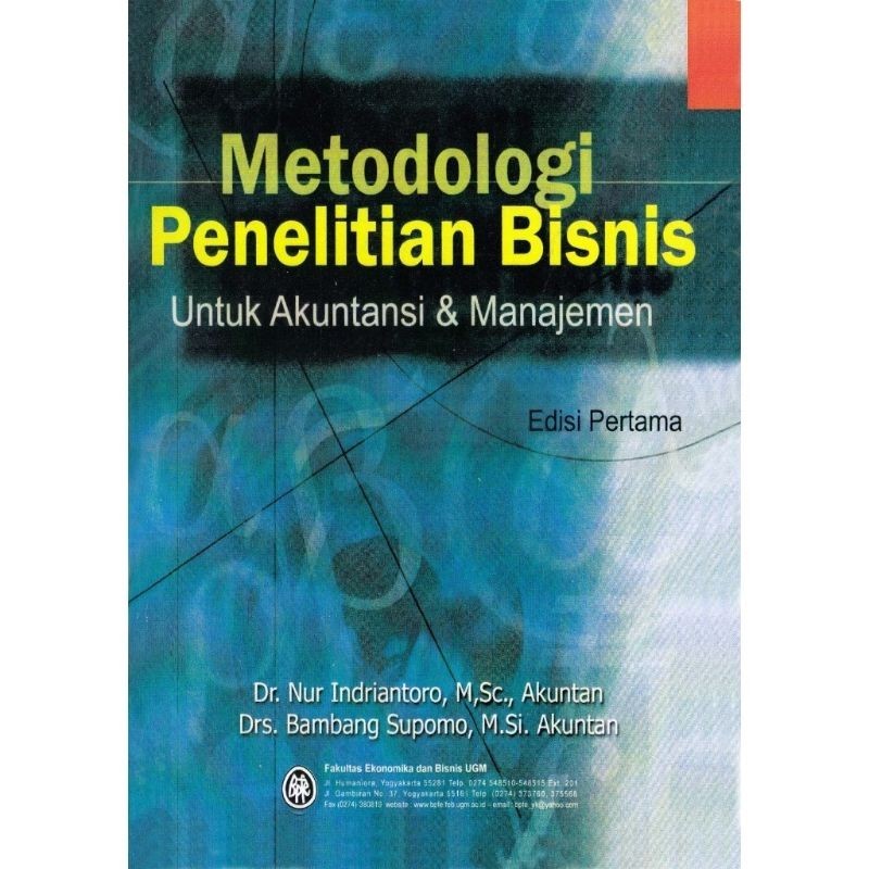 Jual Buku metodologi penelitian bisnis untuk akuntansi & manajemen edisi 1 nur indriantoro ...