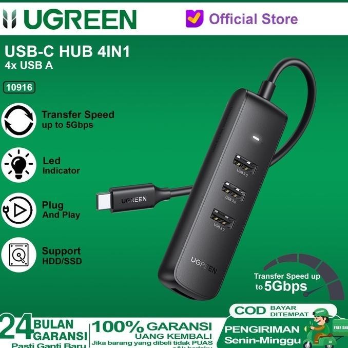 Jual Ugreen Usb Hub Type C To Usb 3.0 4 Port Super Speed Up To 5Gbps ...
