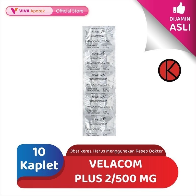 Jual Velacom Plus 2/500 mg / Glimepirid / Metformin / Diabetes (10 ...