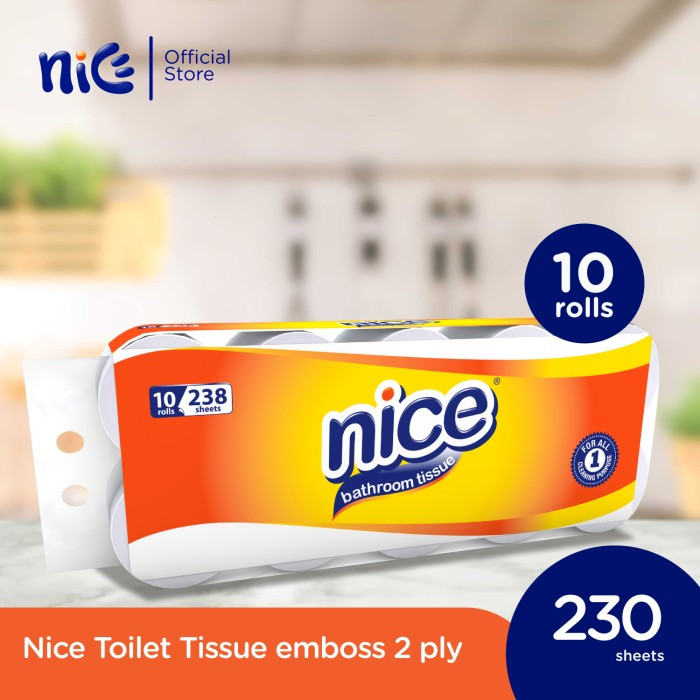 Jual Nice Tissue Toilet Roll Core Emboss 230 Sheets x 10 Roll | Shopee ...