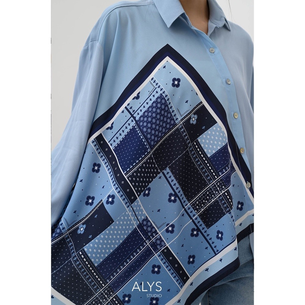 Jual TUNIK ATASAN BATIK Alys Studio - Luke Blue Batik Shirt (Kemeja Wanita) | Shopee Indonesia