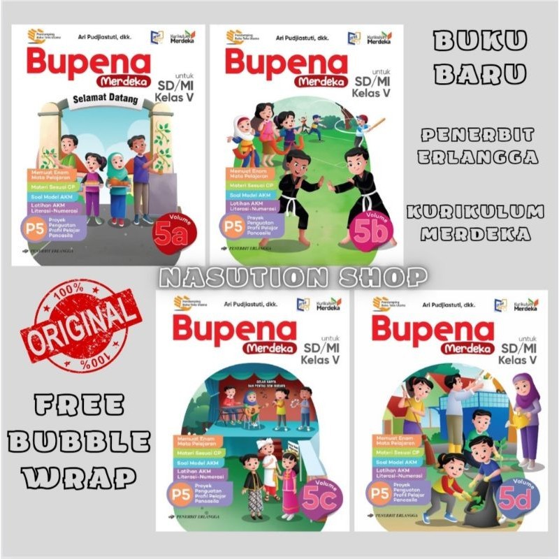 Jual Buku Bupena Merdeka Volume 5A 5B 5C 5D Kelas 5 SD/MI Erlangga Kurikulum Merdeka Original ...