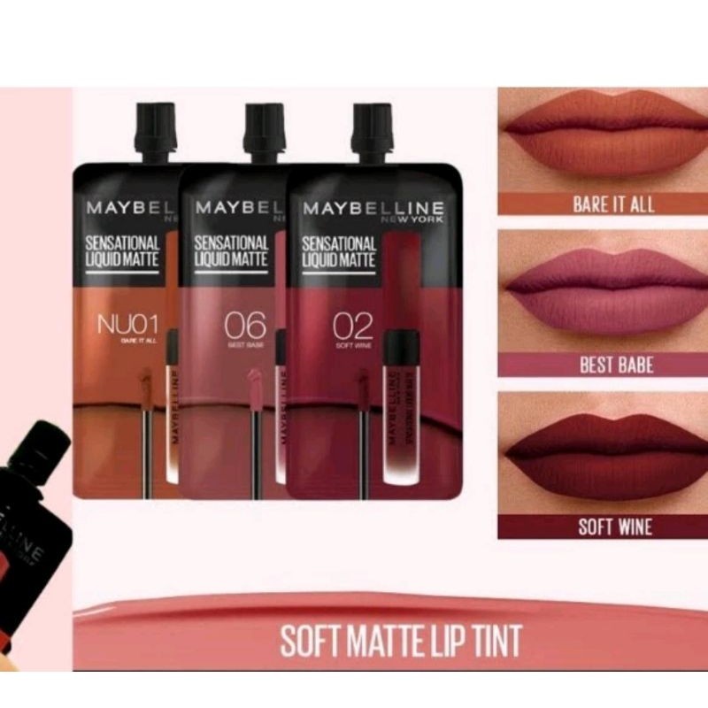 Jual Maybelline Sensational Liquid Matte / Lipstik / Lip cream Sachet ...