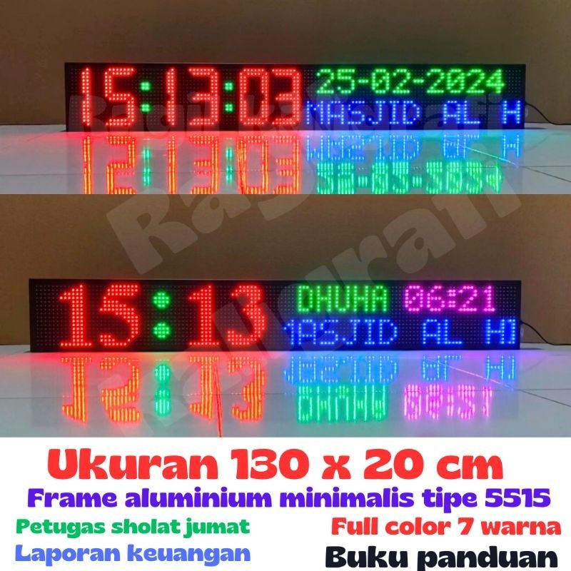 Jual Jam sholat digital full color ukuran 130 x 20 cm - JWS P10 RGB ...