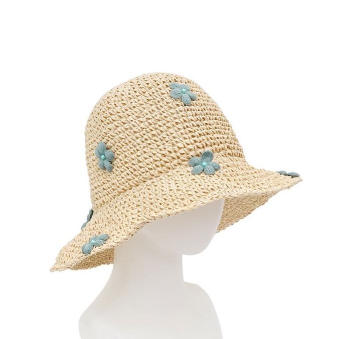 Jual Kkv Dylee Topi Pantai Jerami Straw Hat Lebar Anyam Motif Bunga ...