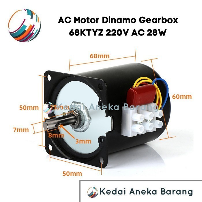 Jual Ac Gear Gearbox Dinamo Motor 68Ktyz 220V 50Rpm 28W High Torque ...