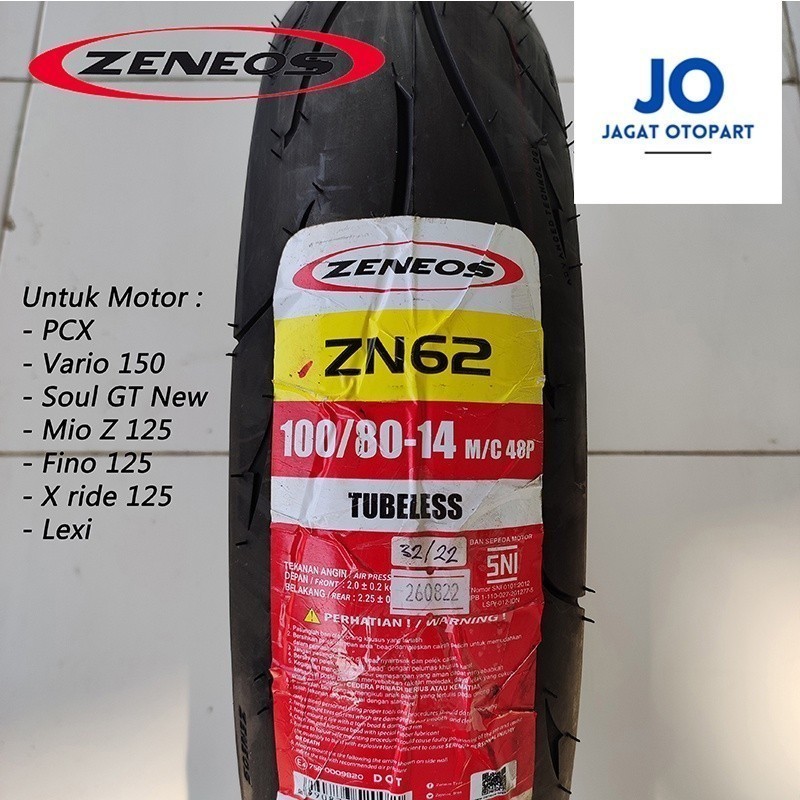 Jual JAGAT Ban Zeneos ZN62 100 80 14 tubeless motor matic pcx vario x ...