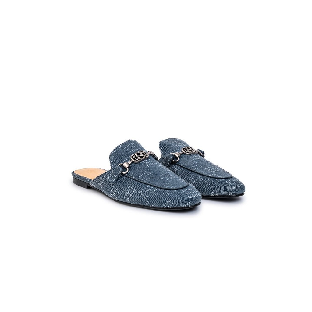 Jual Linzy Denim Slipper - Texture Blue | Shopee Indonesia