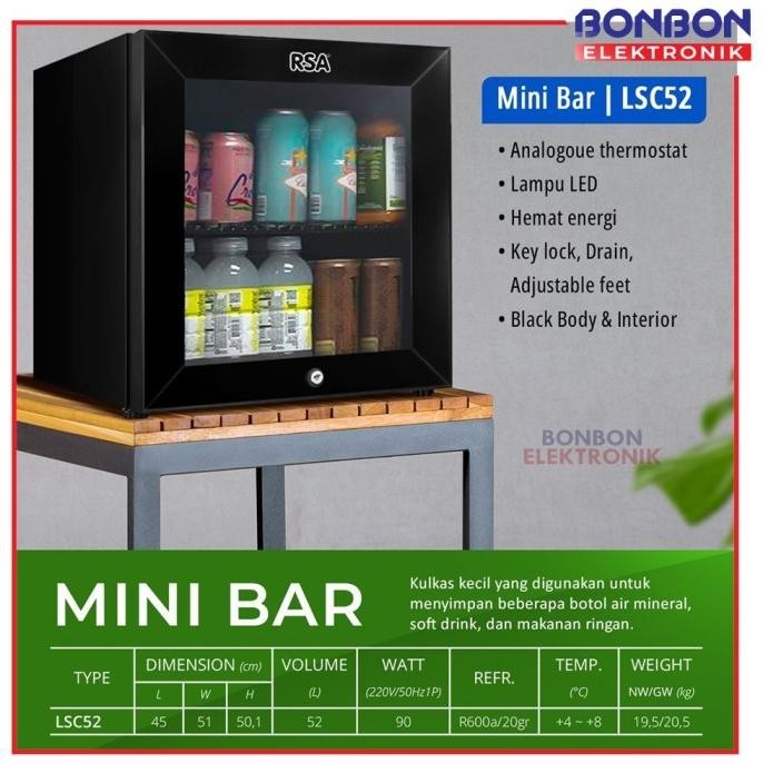 Jual Rsa Mini Showcase Portable Lsc52 / Lsc-52 Display Cooler Minibar ...