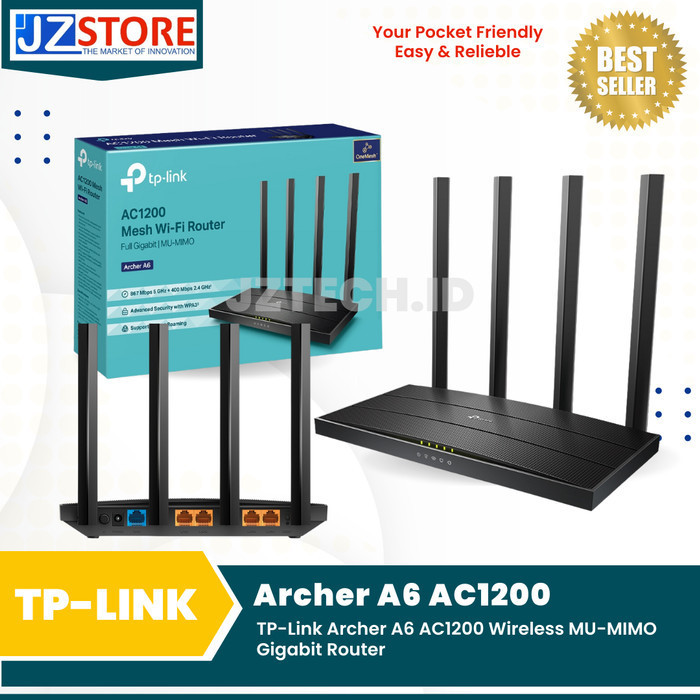 Jual TP-Link Archer A6 AC1200 Wireless MU-MIMO Gigabit Router | Shopee ...