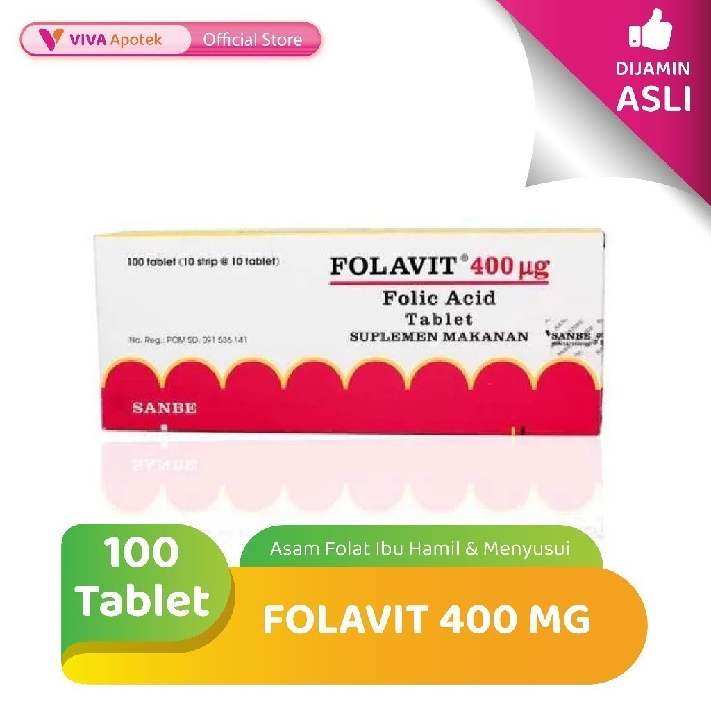 Jual Folavit 400 mcg Vitamin Asam Folat Ibu Hamil & Menyusui (10 Strip ...