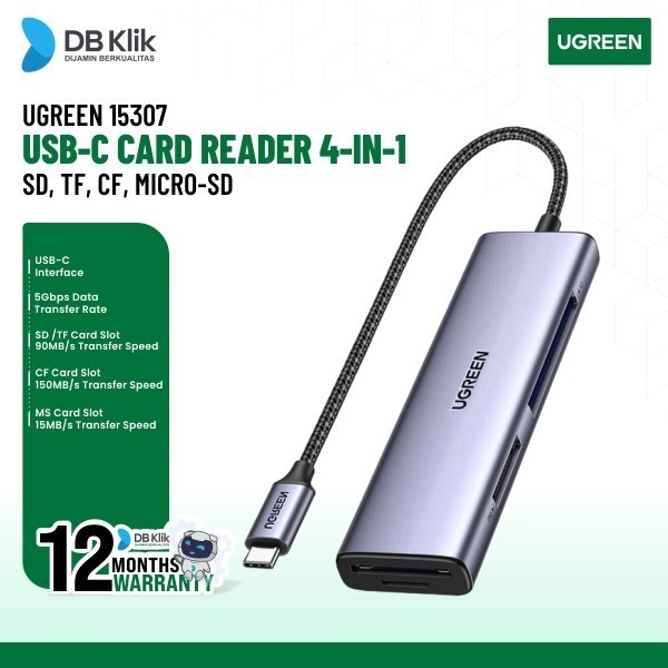 Jual Card Reader UGreen Usb-C 4 In 1 SD, TF, CF, Micro SD (15307 ...