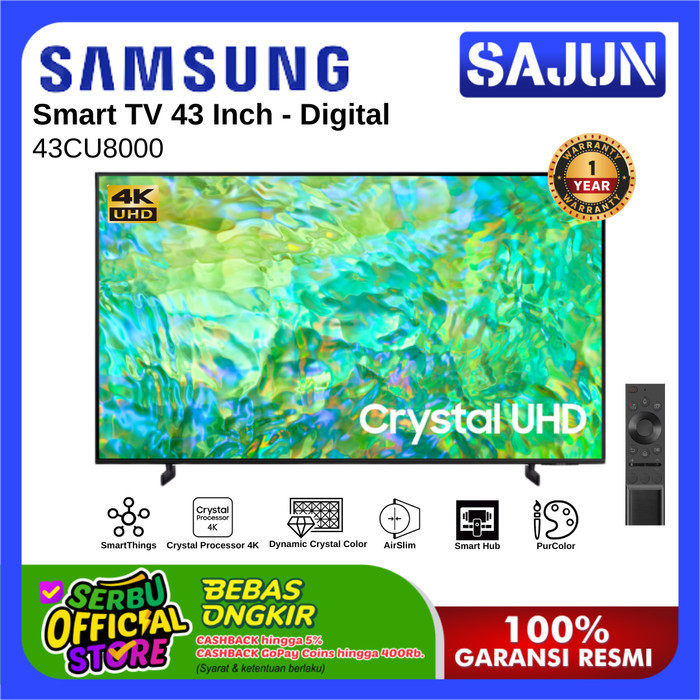Jual Samsung Smart Tv 43Cu8000 Crystal Uhd 4K Tv Led 43 Inch Ua43Cu8000 | Shopee Indonesia