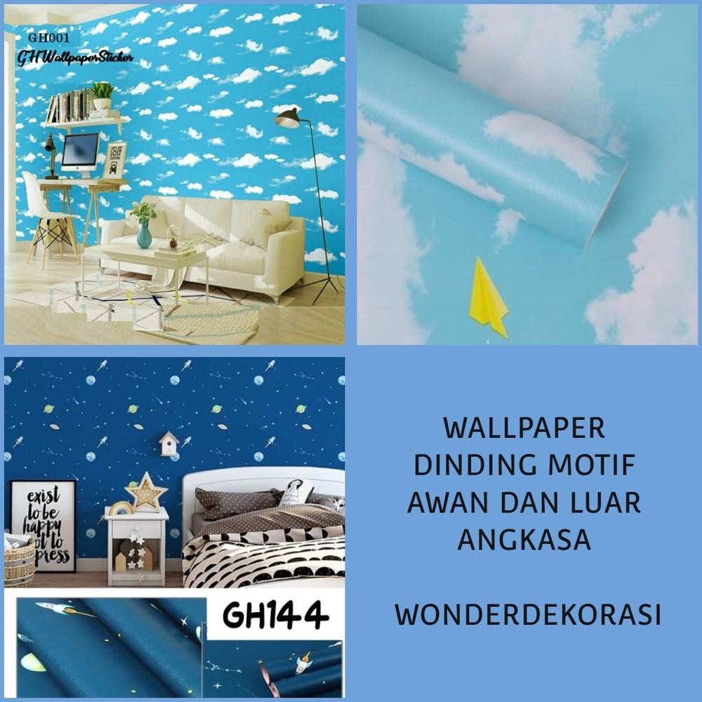 Jual Wallpaper Dinding Motif Awan / Stiker Dinding Motif Luar Angkasa ...