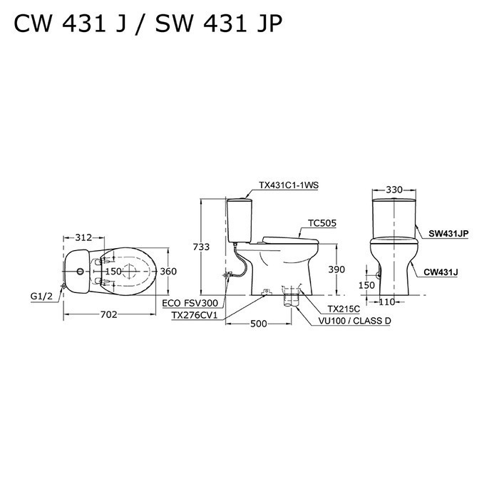 Jual Toto Cw431J/Sw431Jp Tcw07S Toilet/ Wc/ Kloset Duduk Single Flush ...