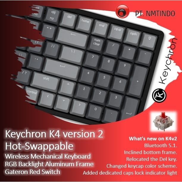 Jual Keychron K4 V2 Hot Swappable Red Switch Rgb Backlight Aluminum ...