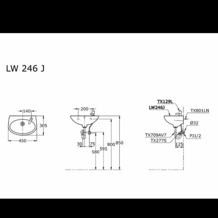 Jual Wastafel Gantung Toto Lw246J Body Only | Shopee Indonesia