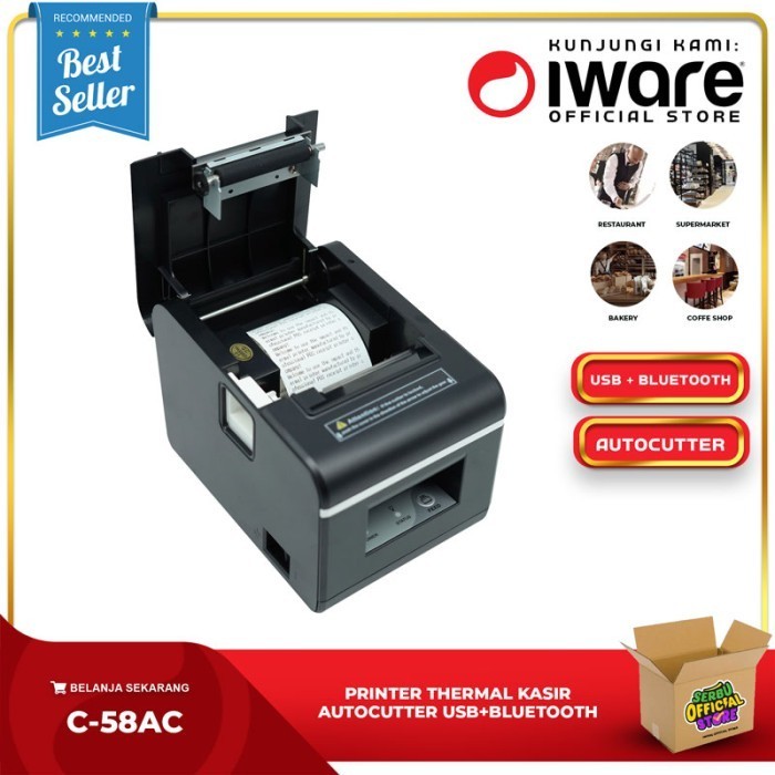 Jual Printer Thermal Kasir Iware C-58Ac 58Mm Bluetooth Autocutter ...