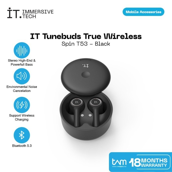 Jual It Tunebuds True Wireless Spin T53 - Black | Shopee Indonesia