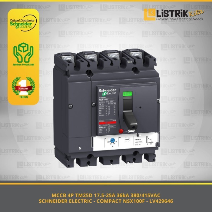 Jual Mccb Schneider Nsx 4P3D Tm25D 17.5-25A Nsx100F - Lv429646 | Shopee ...