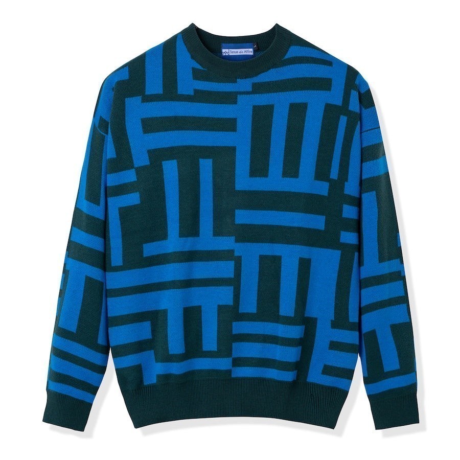 Jual Sweater Tenue de Attire - Cozy Knitted Sweater Maze - Green Blue ...