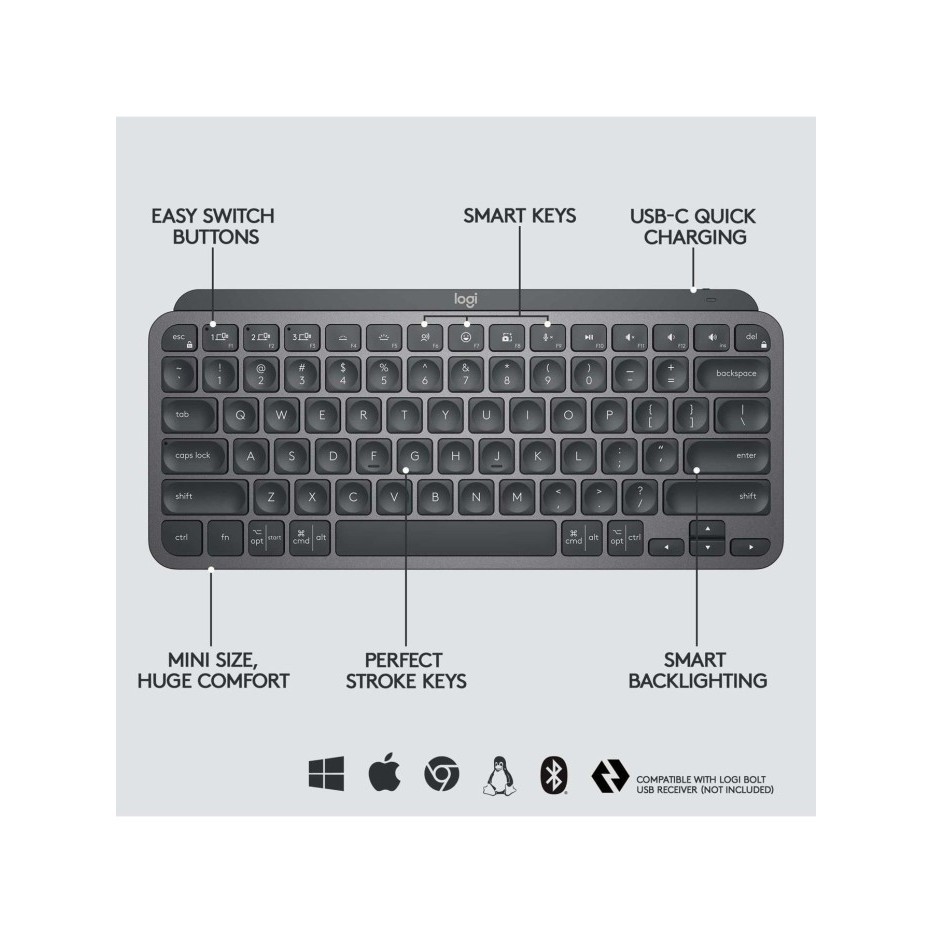 Jual Logitech Mx Keys Mini Wireless Illuminated Keyboard Bluetooth | Shopee Indonesia
