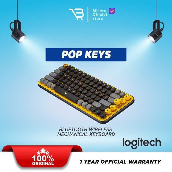 Jual Logitech Pop Keys Wireless Mechanical Emoji Keyboard - Yellow ...