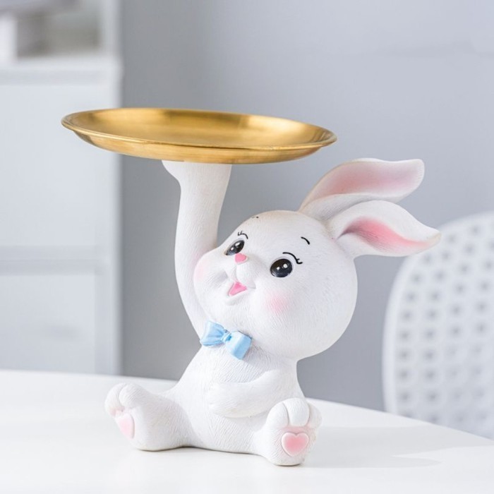Jual Rabbit Tray Cat Statue Pajangan Patung Hiasan Kelinci Bawa Nampan ...