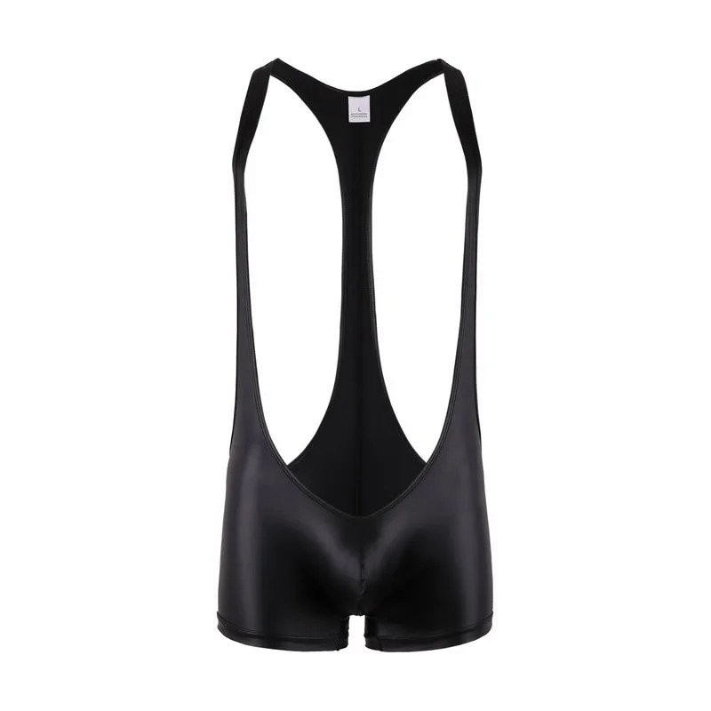 Jual Mens Sexy Faux Leather Bodysuit One Piece Jockstrap Leotard