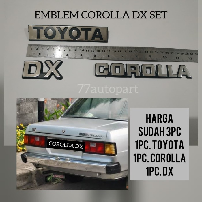 Jual EMBLEM LOGO COROLLA DX SET 3PC | Shopee Indonesia