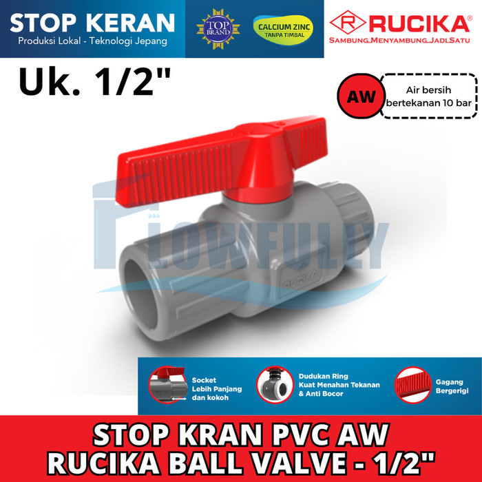 Jual STOP KERAN PVC 1/2 INCH RUCIKA BALL VALVE DN 16 MM STOP KRAN POLOS SOK | Shopee Indonesia