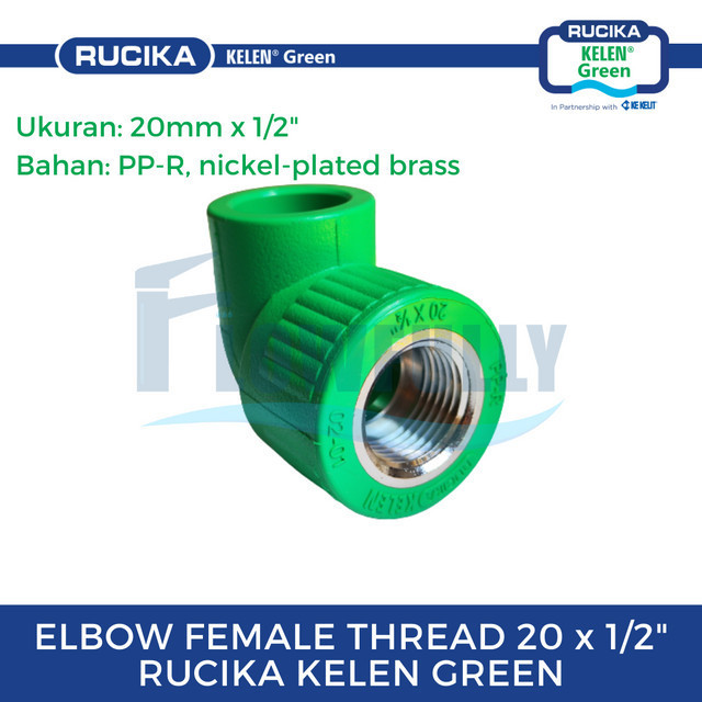 Jual ELBOW FEMALE THREAD 20 x 1/2 PPR RUCIKA GREEN WAVIN TIGRIS FAUCET KNEE DRAT DALAM KDD 20mm ...