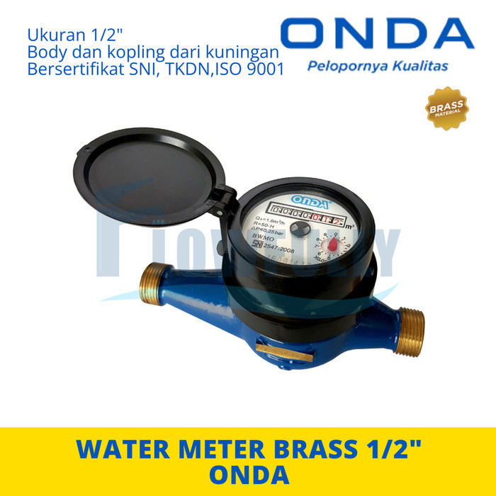 Jual METERAN AIR WATER METER BRASS KUNINGAN ONDA 1/2 inch ORIGINAL | Shopee Indonesia