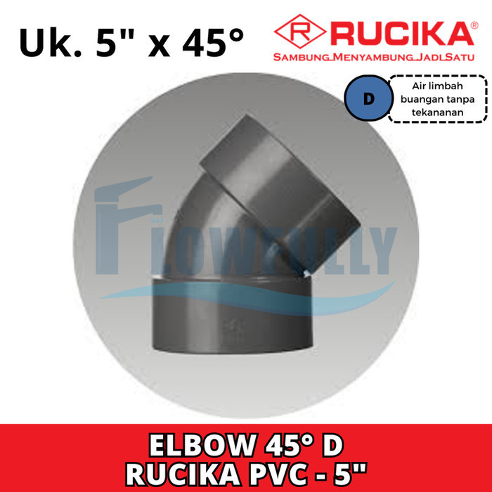 Jual ELBOW D 45° 5 inch RUCIKA KNEE KNIE DV 5" 45 derajat PVC | Shopee Indonesia