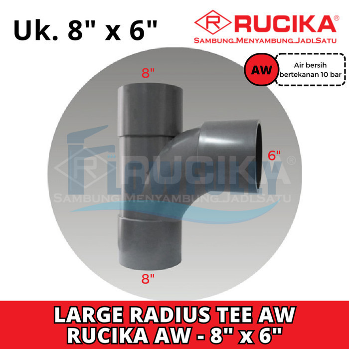 Jual LARGE RADIUS TEE AW 8 x 6 inch RUCIKA PVC TY 90 derajat TEE WAY | Shopee Indonesia
