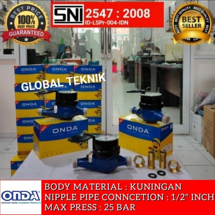Jual Meteran air SNI PDAM besi 1/2 inch Water meter ONDA Flow meter ...