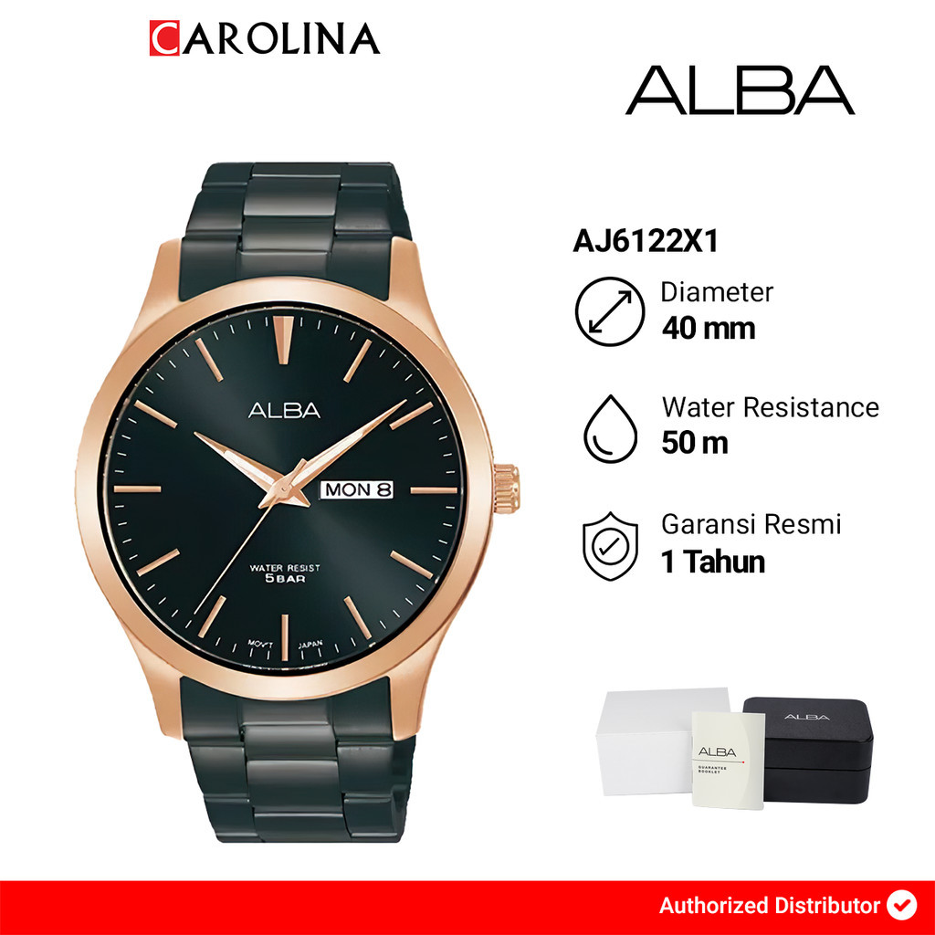 Jual Jam Tangan Pria Alba Prestige AJ6122X1 Black Dial Black Stainless ...