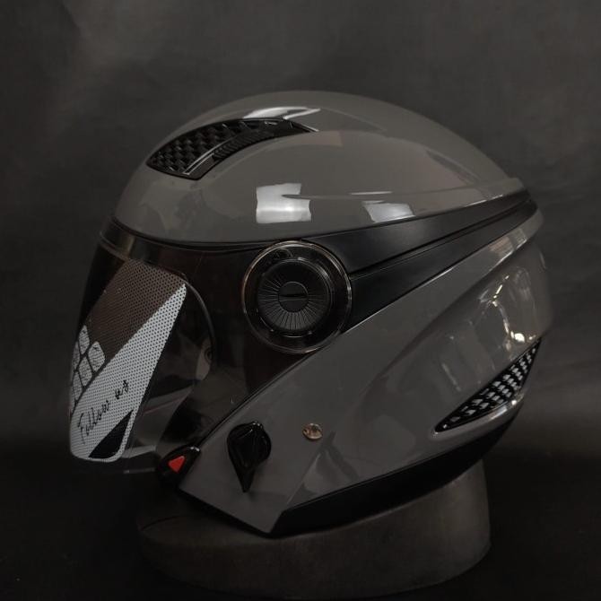Jual Helm Zeus Zs610 Solid Grey Glossy | Zeus 610 Halfface Double Visor ...