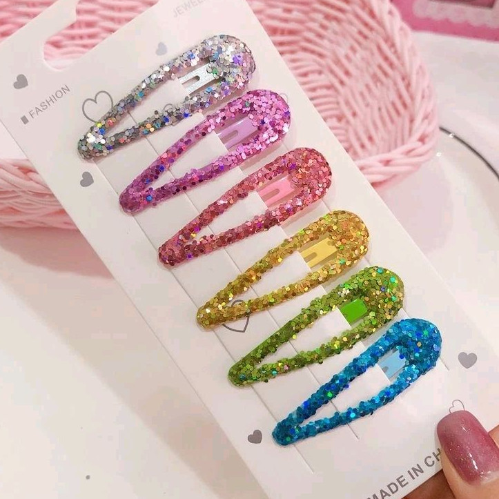 Jual 6PCS ! Hair pin / JEPIT RAMBUT WARNA WARNI GLITTER / JEPIT RAMBUT ...