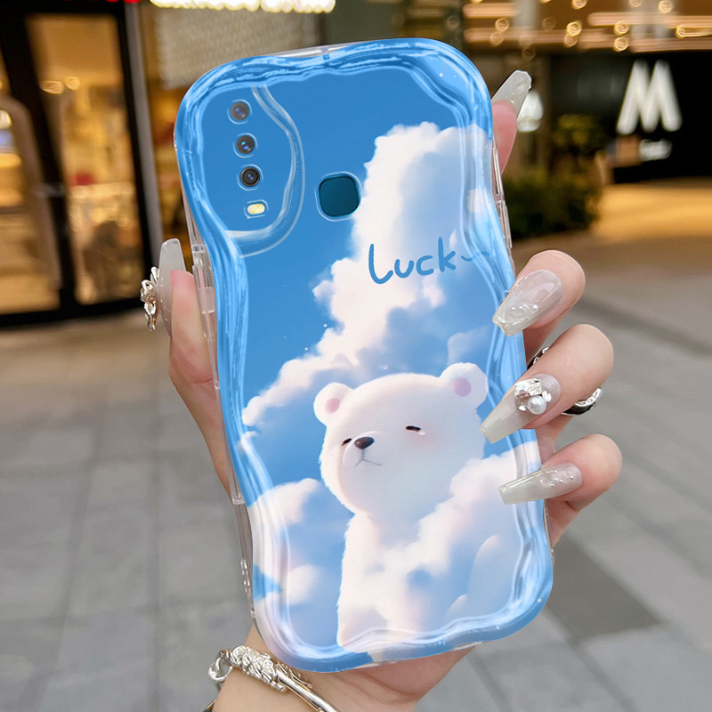 Jual Casing Hp VIVO Y12 Y15 Y17 Y27 Y35+ 5G Y3 Y3s 2020 Y12i Case putih lucu pola awan beruang ...