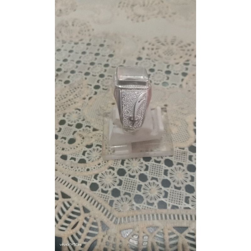 Jual emban cincin perak 925 handmade motif pedang untuk batu kotak ...