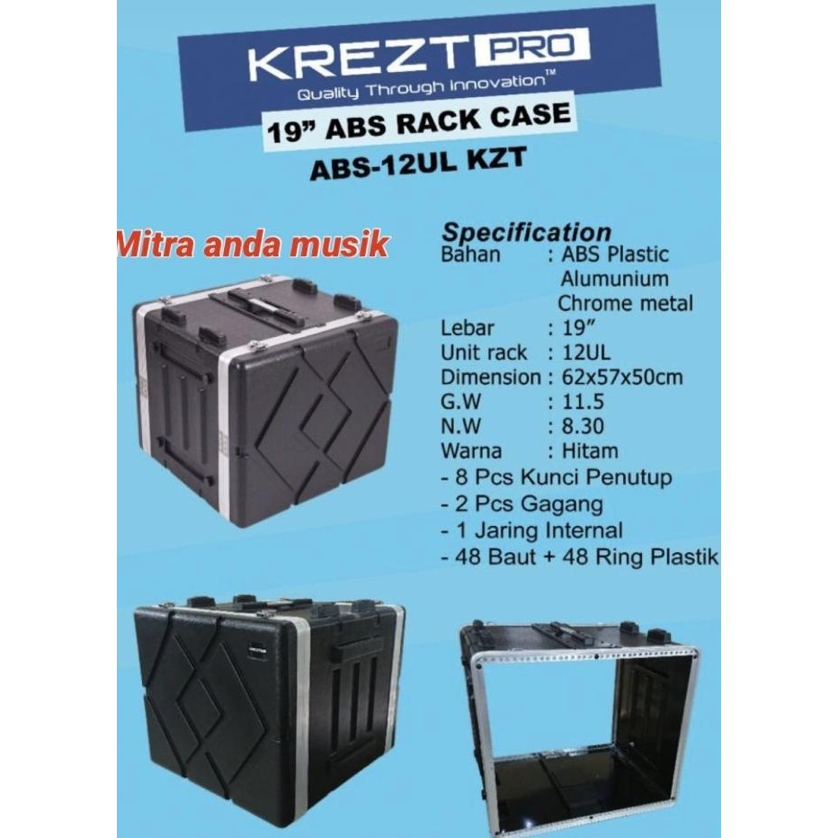 Jual Hardcase Box Rak Sound System Krezt Abs Rack Case 19" Lebar 12U ...