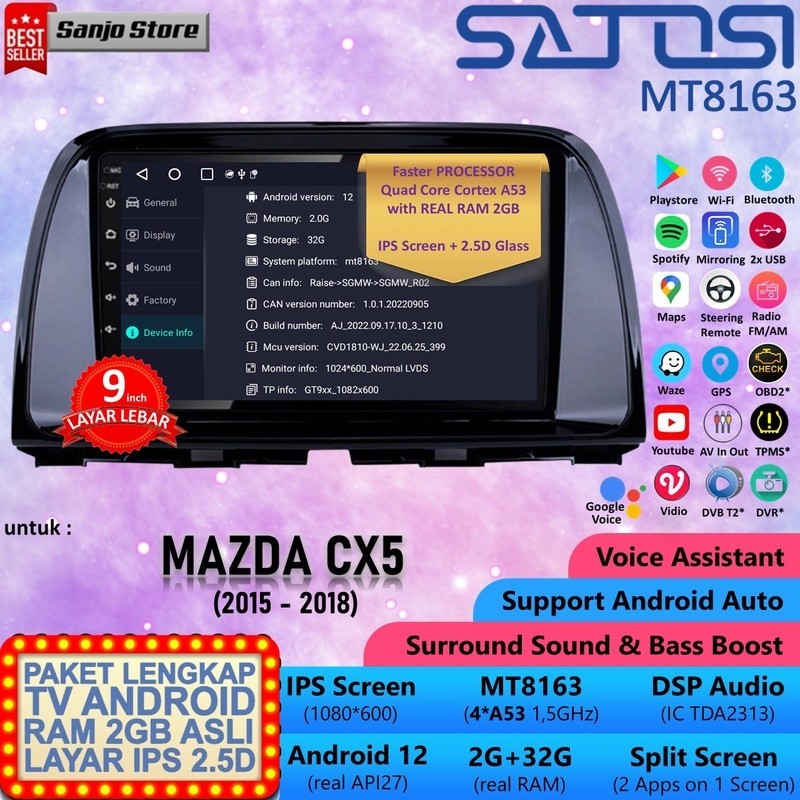 Jual SANJO - Paket Frame OEM + Soket PNP + Canbus + Headunit Android 9 inch Mazda CX5 CX-5 2018 ...