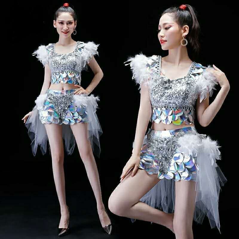 Jual New Modern Jazz Dance Performance Clothes Sequined Clothing Modern ...