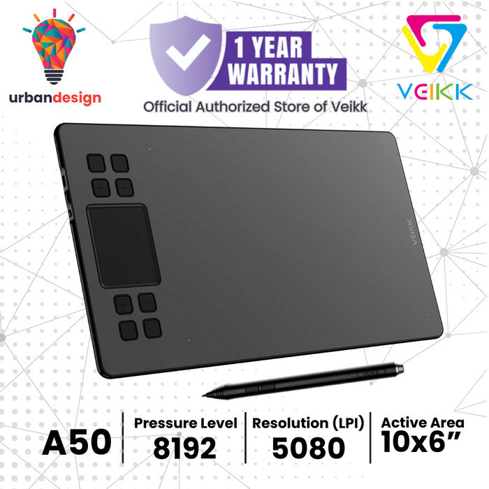 Jual VEIKK A50 DIGITAL GRAPHIC DRAWING PEN TABLET 10INCH SMOOTH DRAWING ...