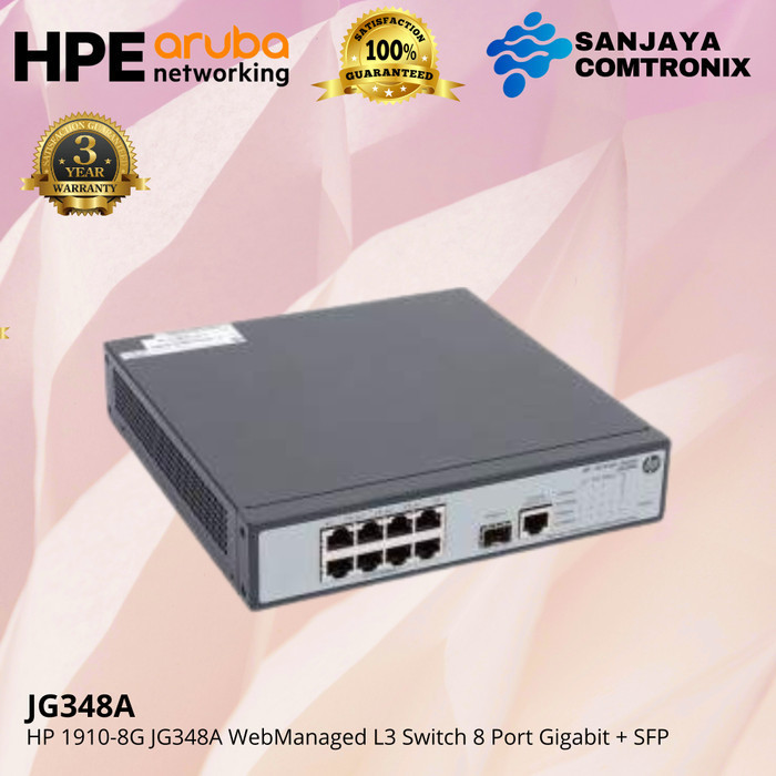 Jual HP JG348A 1910-8G WebManaged L3 Switch 8 Port Gigabit + SFP ...